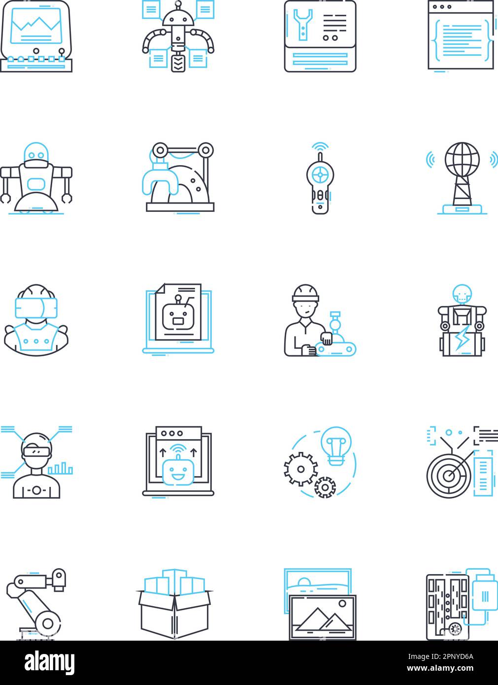 technical drawing linear icons set. Blueprint, Schematic, Drafting ...
