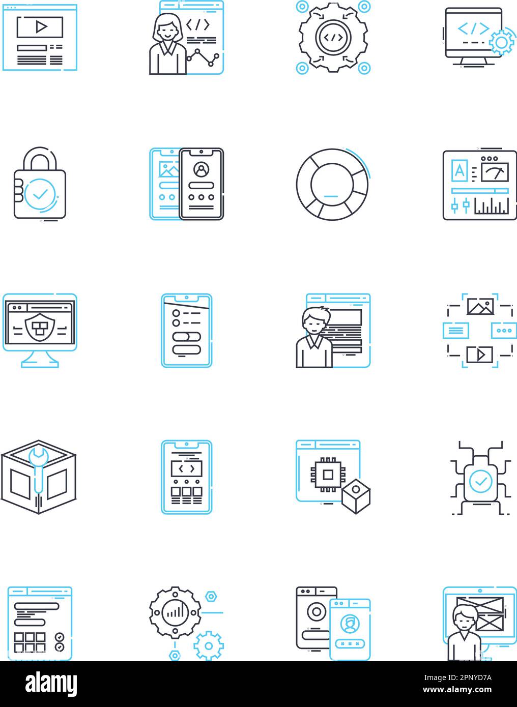 Brand marketing linear icons set. Positioning, Differentiation, Branding, Identity, Targeting ...