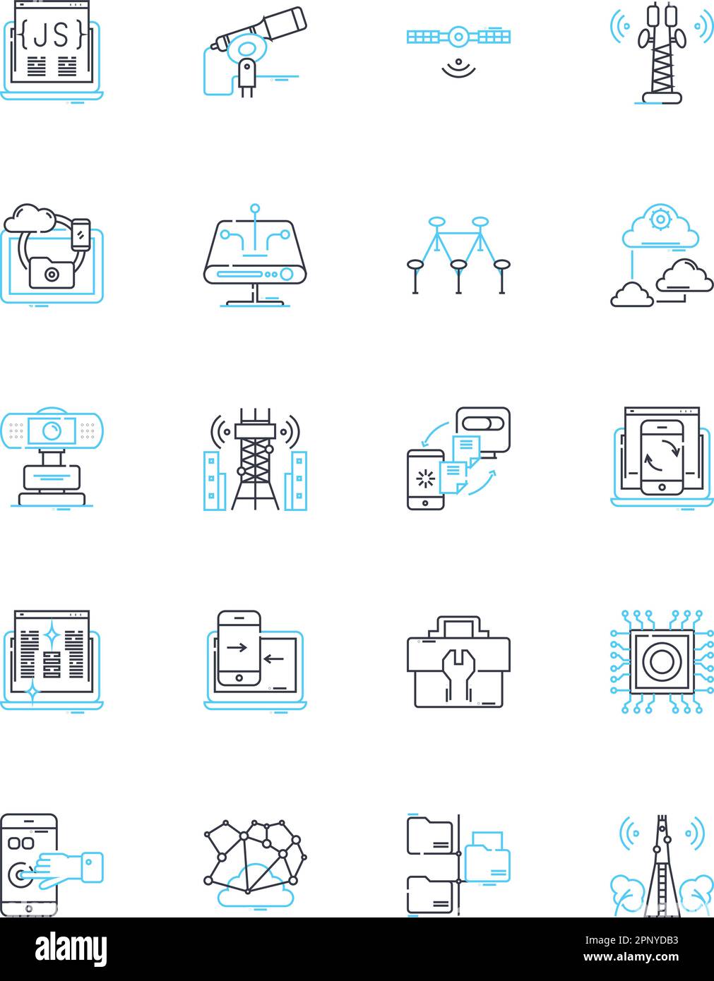 Communication Nerks Linear Icons Set Nerking Collaboration