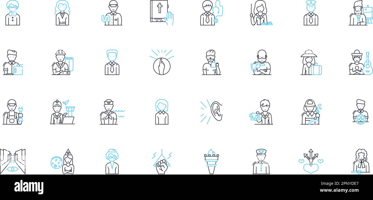 Office manager linear icons set. Organization, Leadership, Multitasking ...