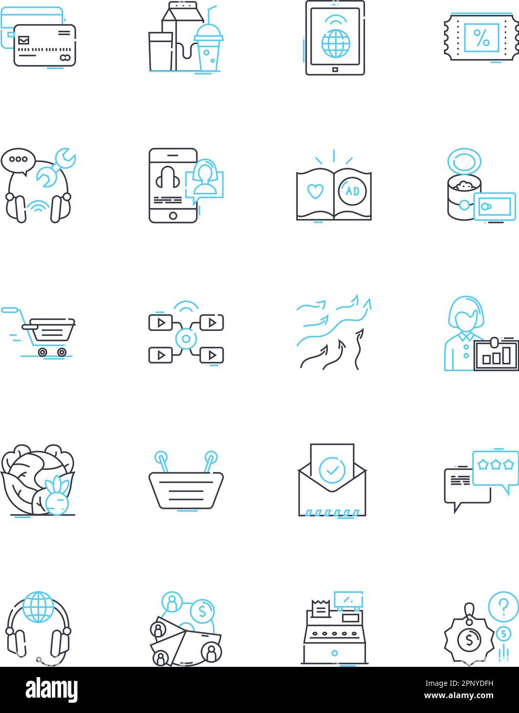 Trade linear icons set. Negotiation, Import, Export, Tariffs, Exchange ...