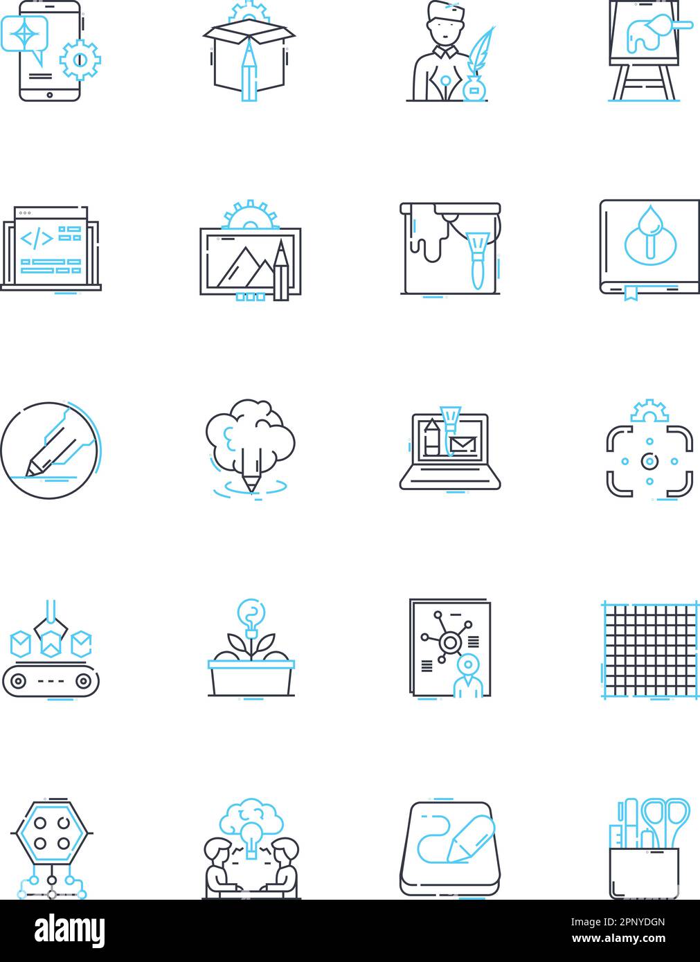 Digital artist linear icons set. Illustration, Animation, Graphics ...