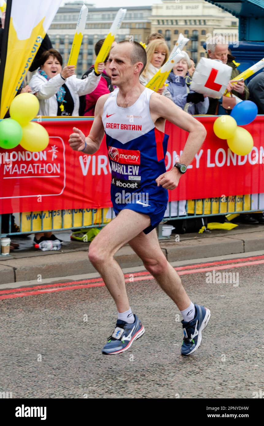 Leigh Marklew competing in the Virgin Money London Marathon 2015 ...