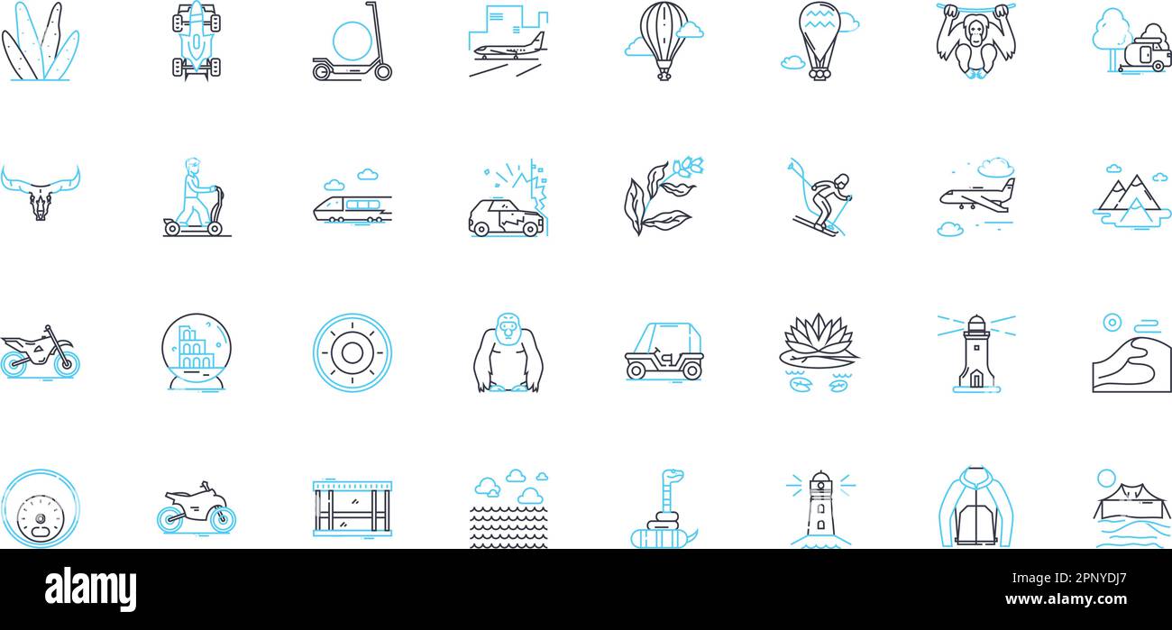 Eco-tourism linear icons set. Wilderness, Sustainability, Conservation ...