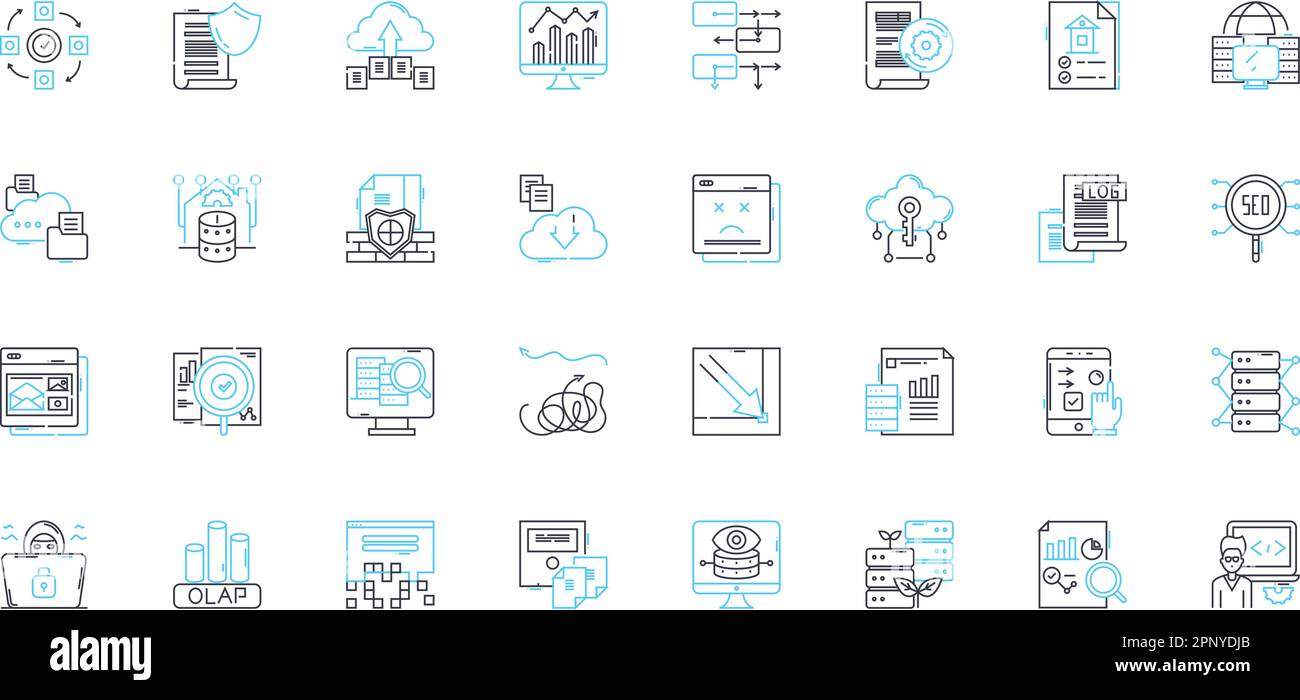 Risk assessment linear icons set. Probability, Threat, Hazard ...