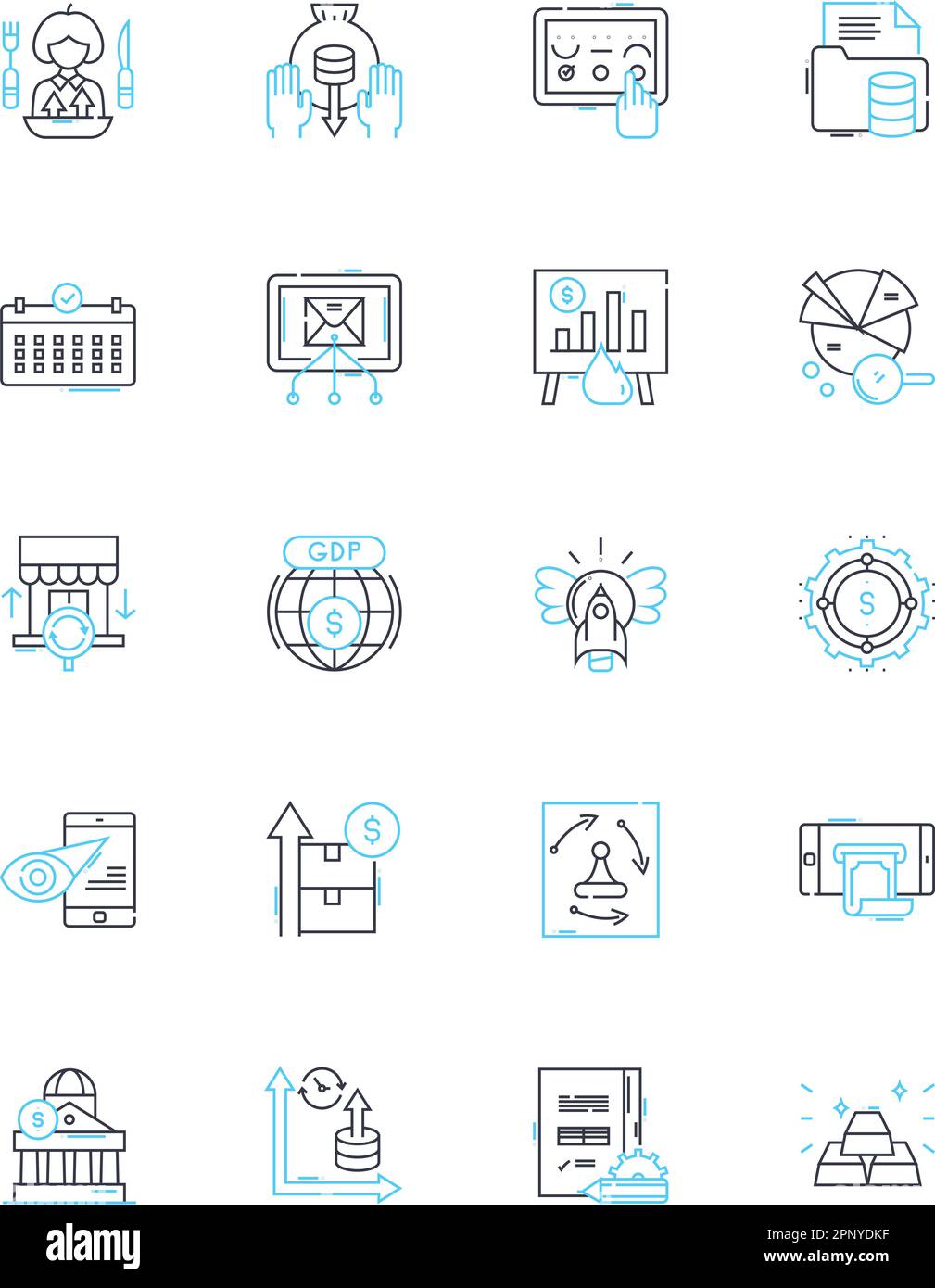 Wireless communication linear icons set. Bluetooth, Zigbee, G, Wi-Fi ...