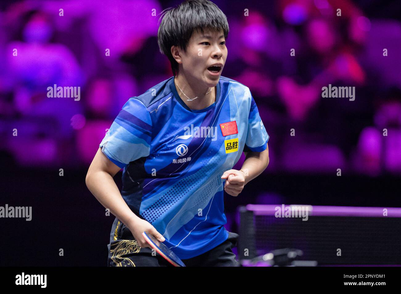 Macao, China. 21st Apr, 2023. Wang Yidi of China celebrates scoring ...
