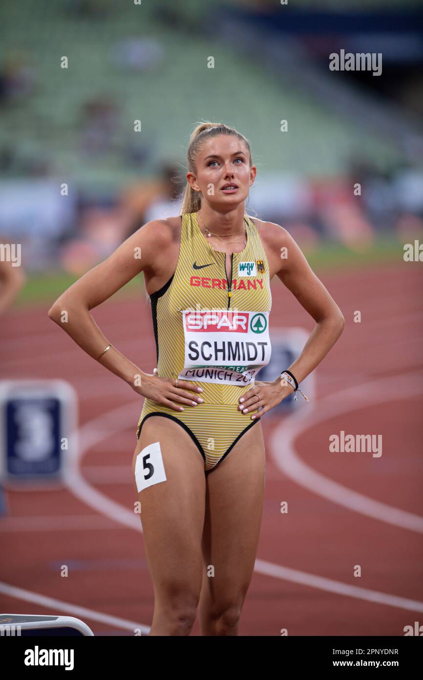 Alica Schmidt participating in the 400 meters of the European Athletics ...