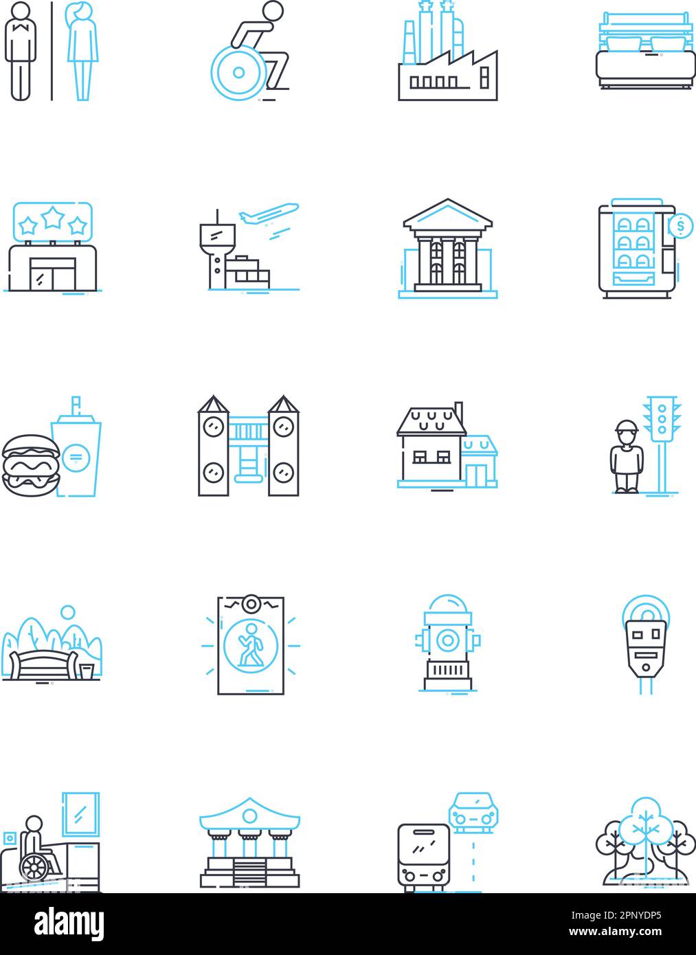 High-tech metropolis linear icons set. Innovation, Technology, Future ...