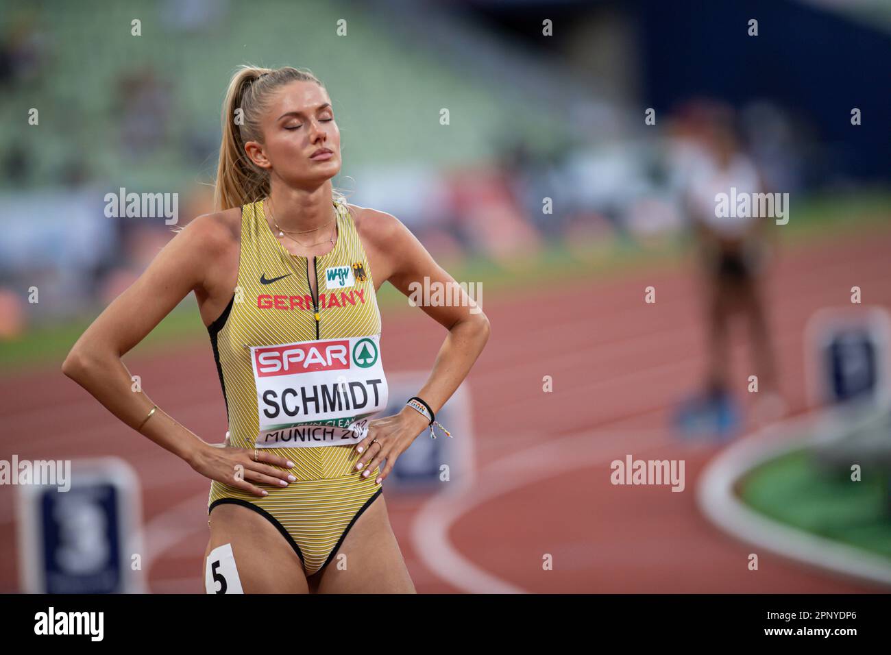Alica Schmidt participating in the 400 meters of the European Athletics ...