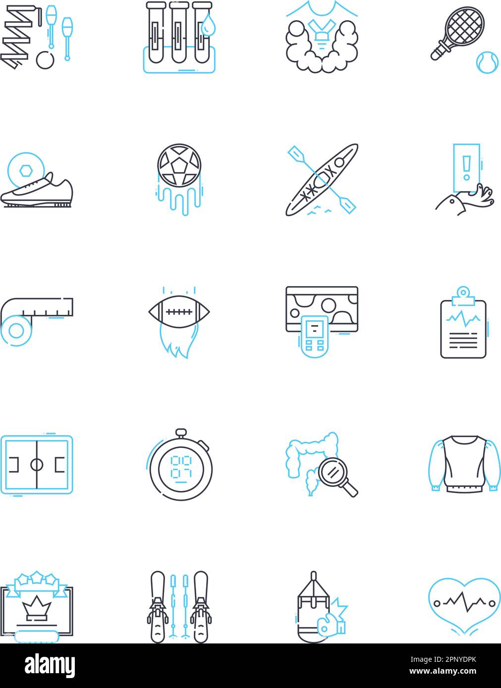 Active lifestyle linear icons set. Fitness, Endurance, Health, Strength, Agility, Energy ...