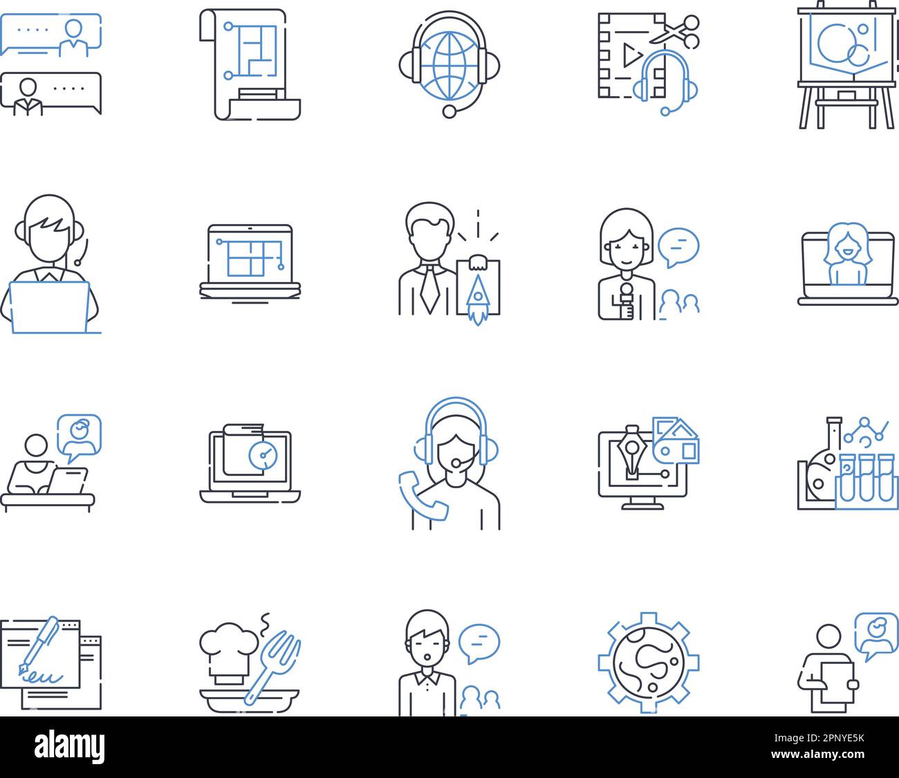 Editor Line Icons Collection Proofread Revise Edit Polishing Grammar Rewriting Clarify