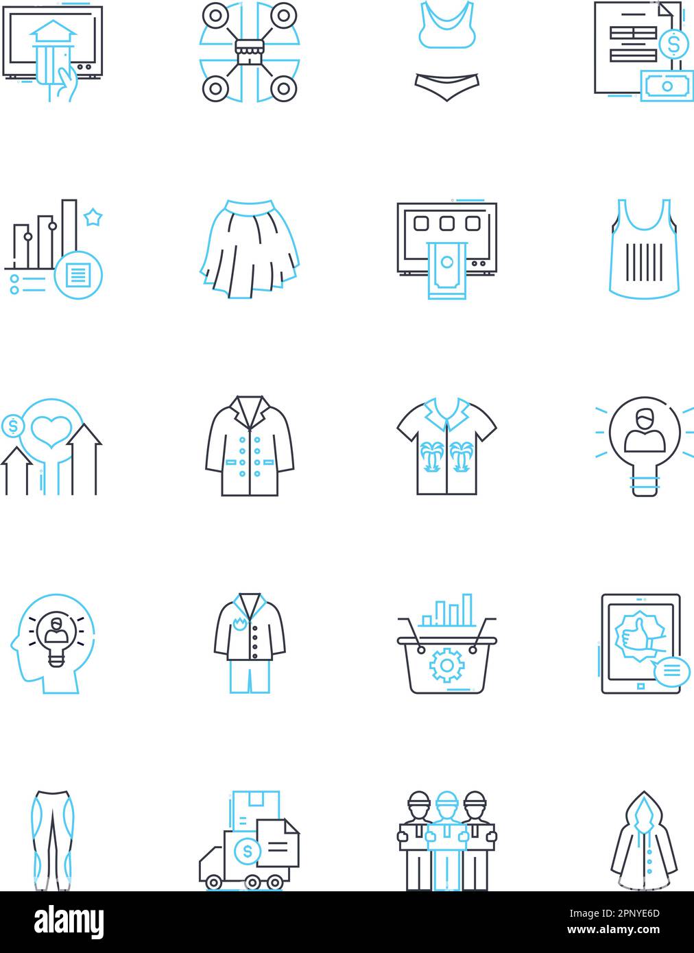 Business management linear icons set. Accountability, Adaptability ...