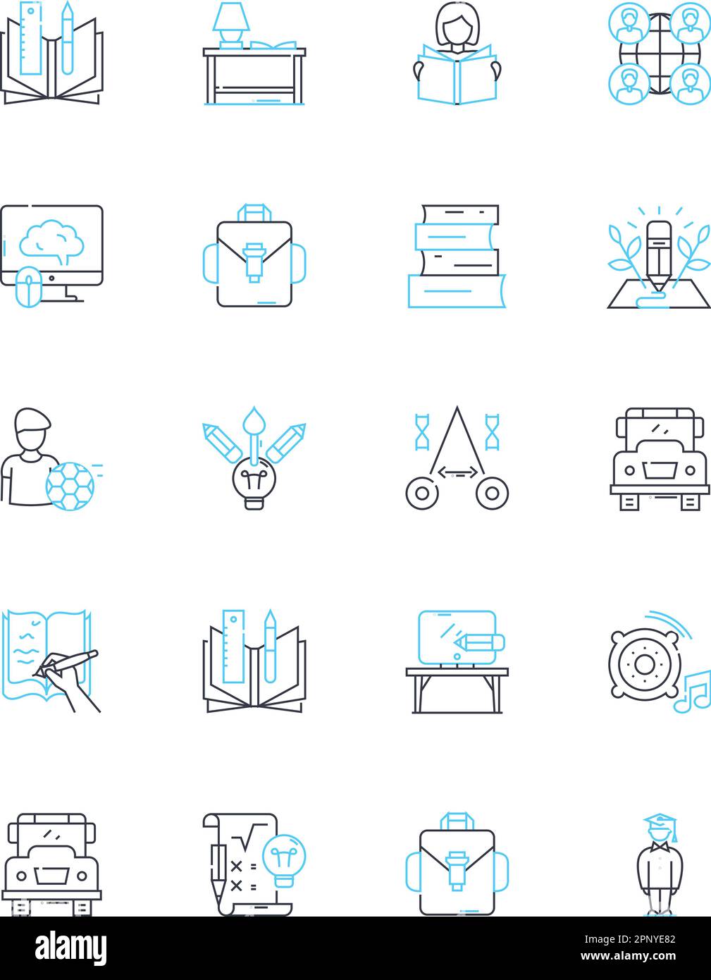 Digital Classes Linear Icons Set Online Learning E Learning Webinar