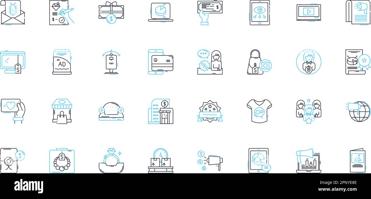 Sales Plan Linear Icons Set Strategy Revenue Target Forecast Pipeline Prospects