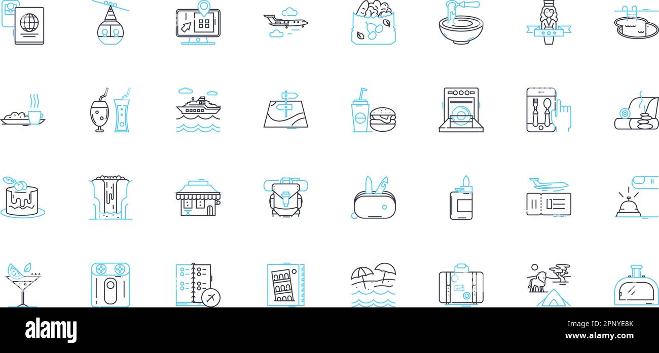 Gastronomy linear icons set. Cuisine, Flavor, Spice, Savory, Sweet ...