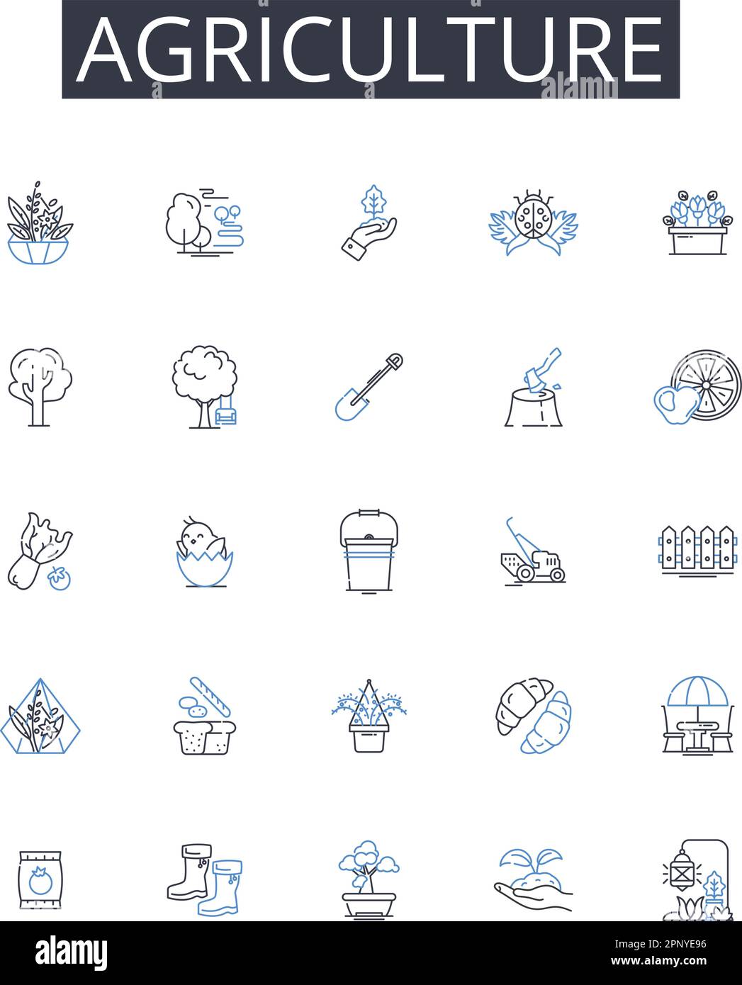 Agriculture line icons collection. Farming, Cultivation, Horticulture ...