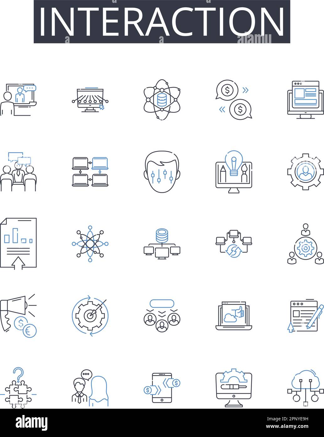 Interaction Line Icons Collection Communication Collaboration