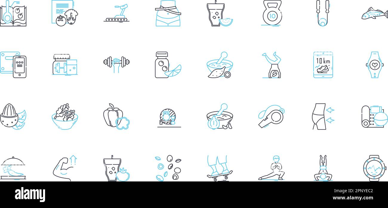 Wellness nutrition linear icons set. Health, Nutrition, Wellness ...
