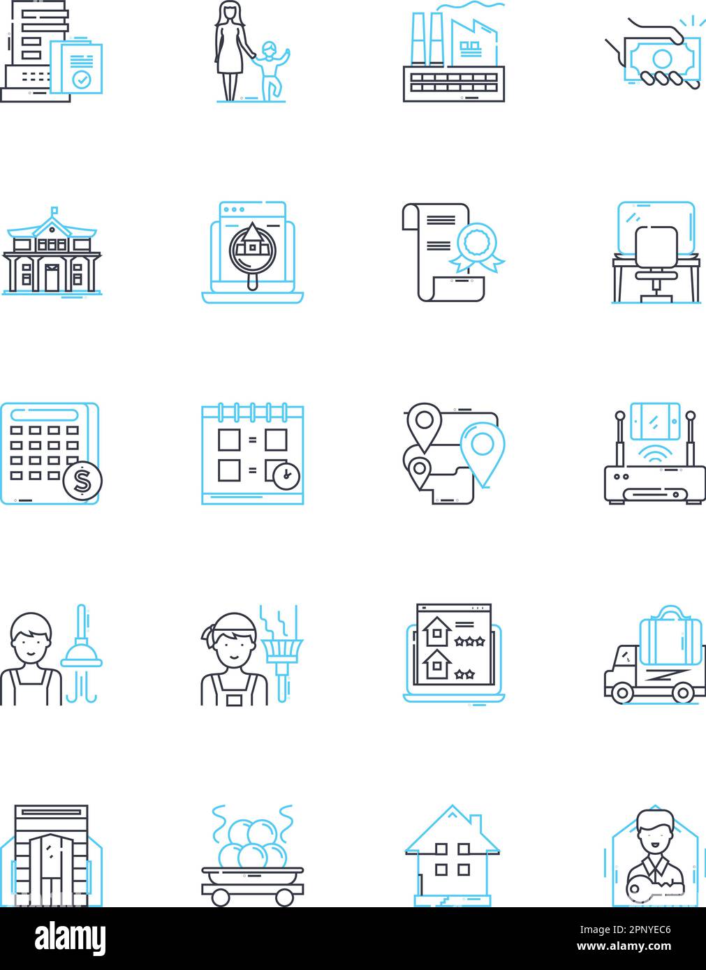Wills linear icons set. Estate, Heir, Executor, Beneficiary, Probate ...