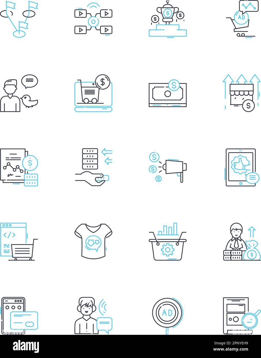 Promotion linear icons set. Advertising, Branding, Campaign, Coupon ...