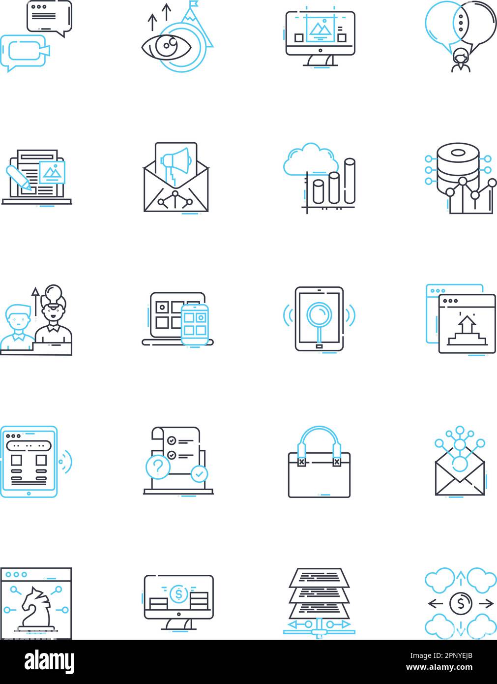 Product placement linear icons set. Integration, Advertising, Branding ...