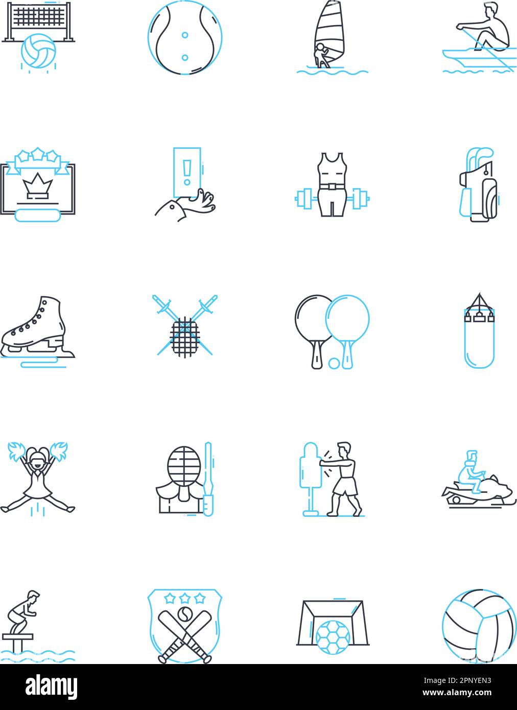 Relaxation linear icons set. Serenity, Tranquility, Bliss, Calmness ...