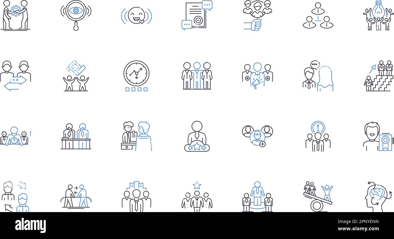 Employee direction line icons collection. Motivate, Inspire, Lead, Teach, Train, Develop, Coach ...