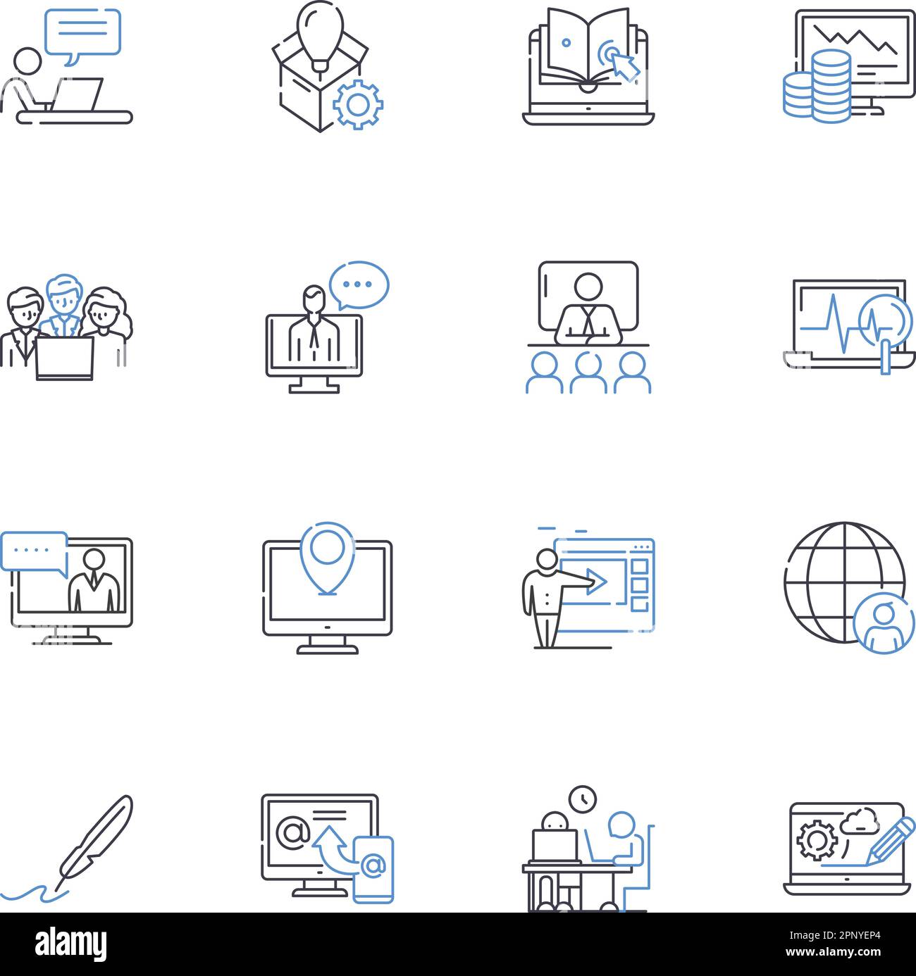 Communication and interaction line icons collection. Connection, Collaboration, Comprehension ...
