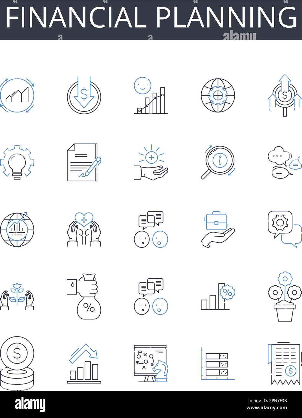 Financial Planning line icons collection. Online, Augmented, Digital ...