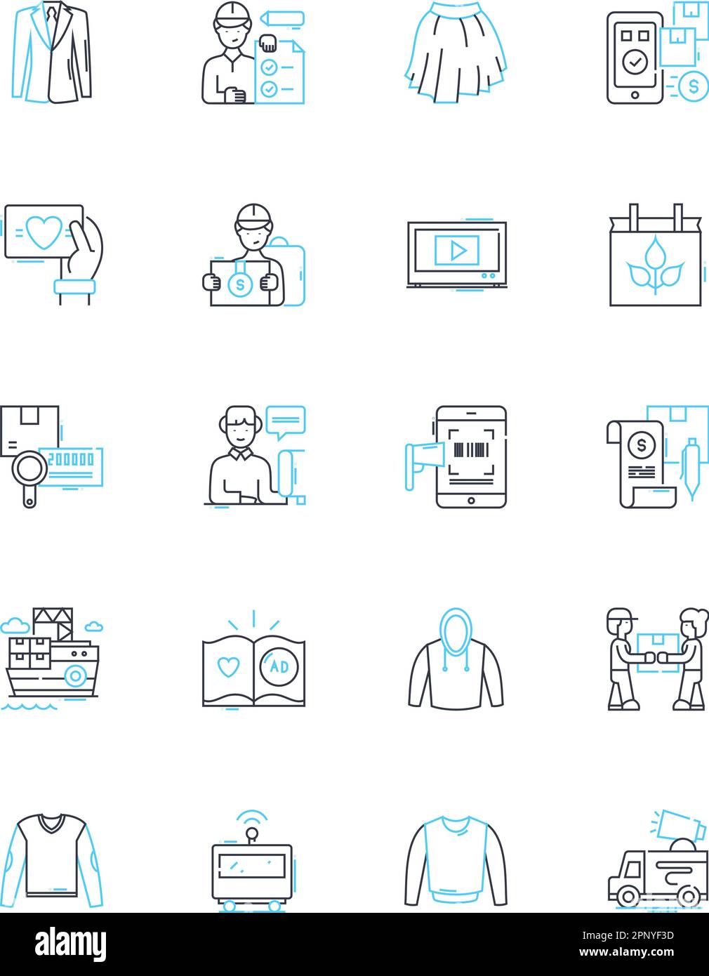 Supply Chain linear icons set. Logistics, Sourcing, Inventory ...