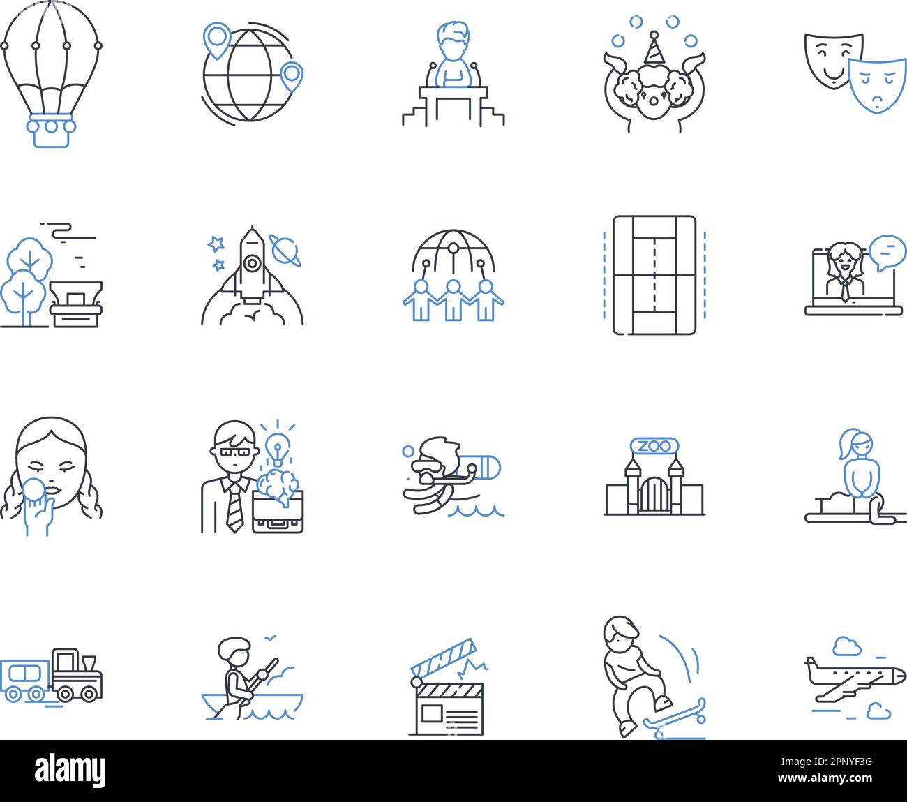 Invigorating pursuits line icons collection. Hiking, Rock-climbing ...