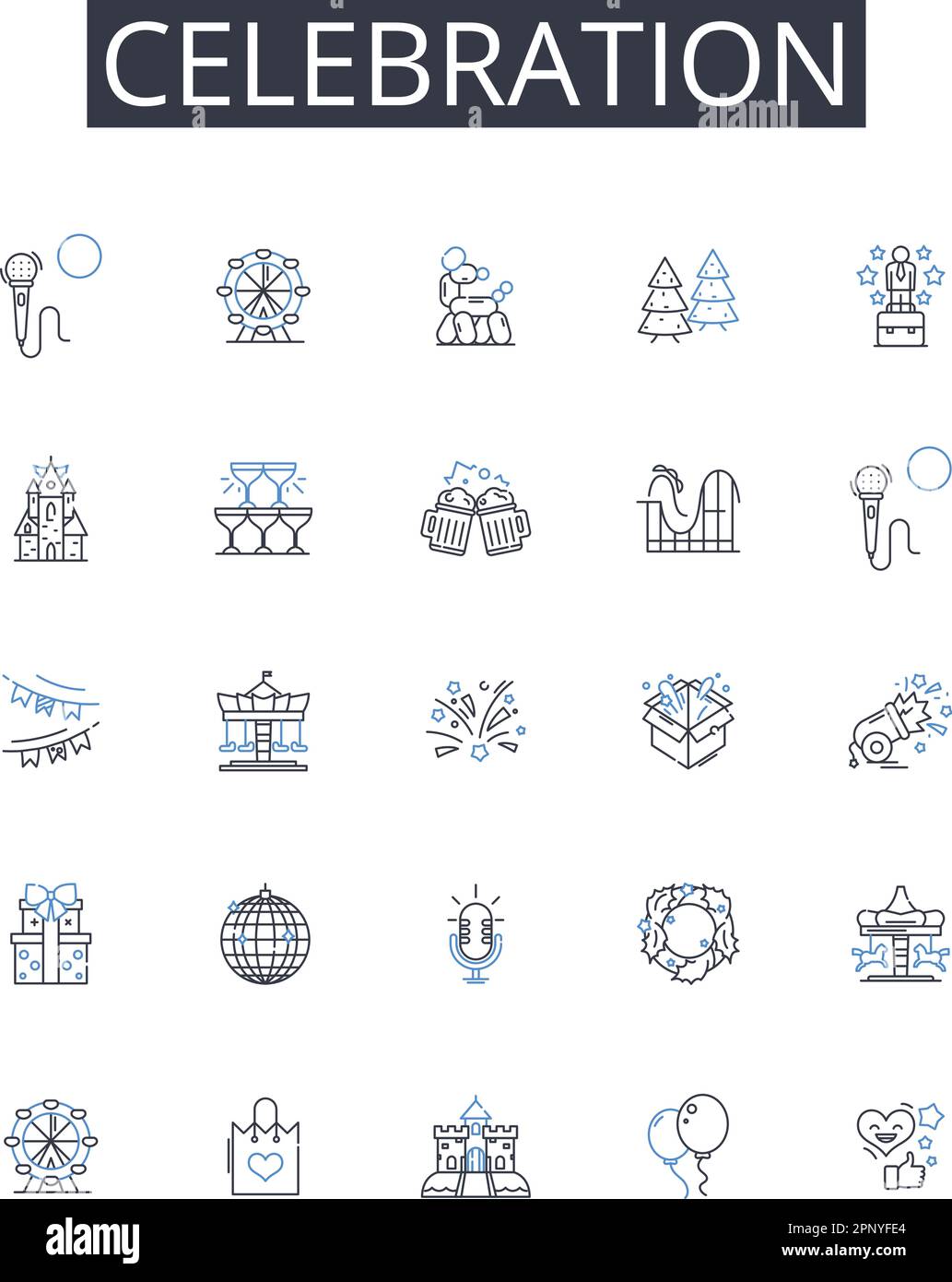 Celebration line icons collection. Happiness, Festivity, Merriment ...