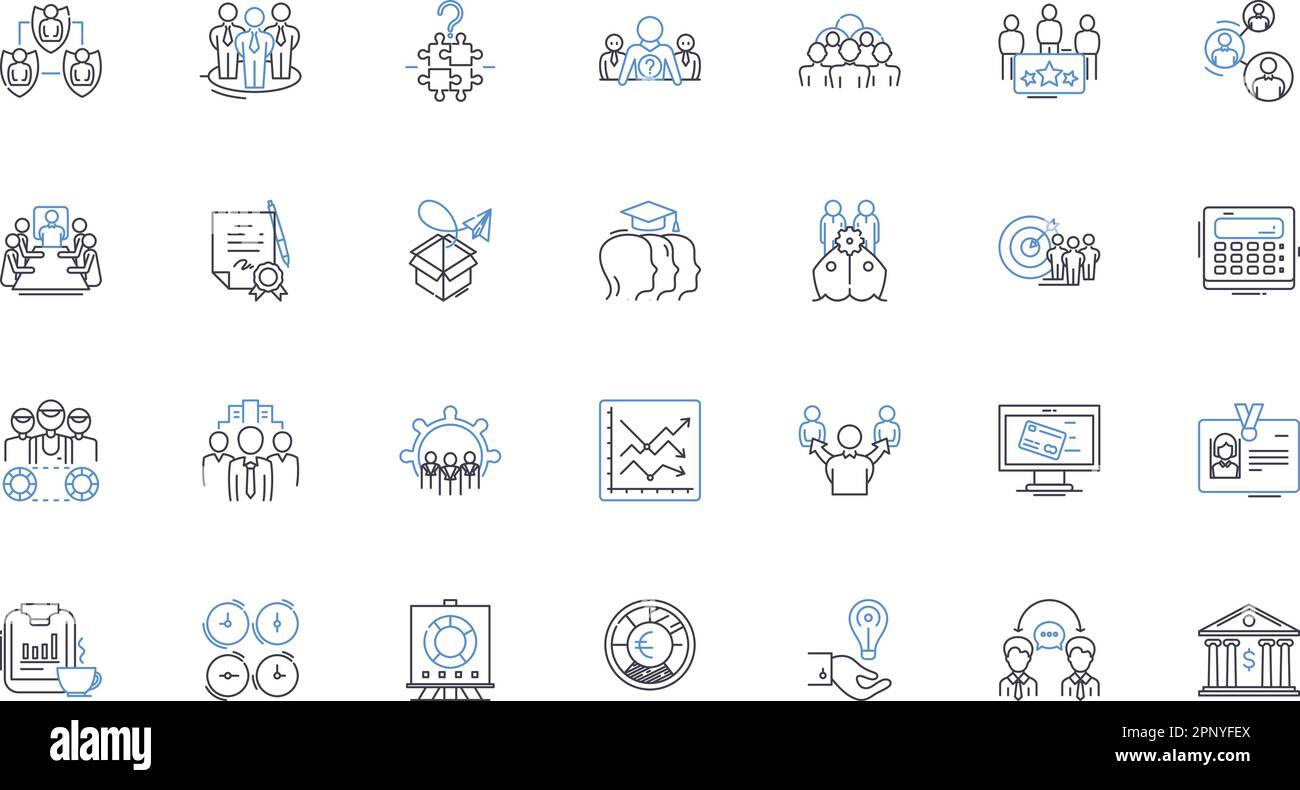 Team building session line icons collection. Collaboration, Bonding, Unity, Trust, Communication ...