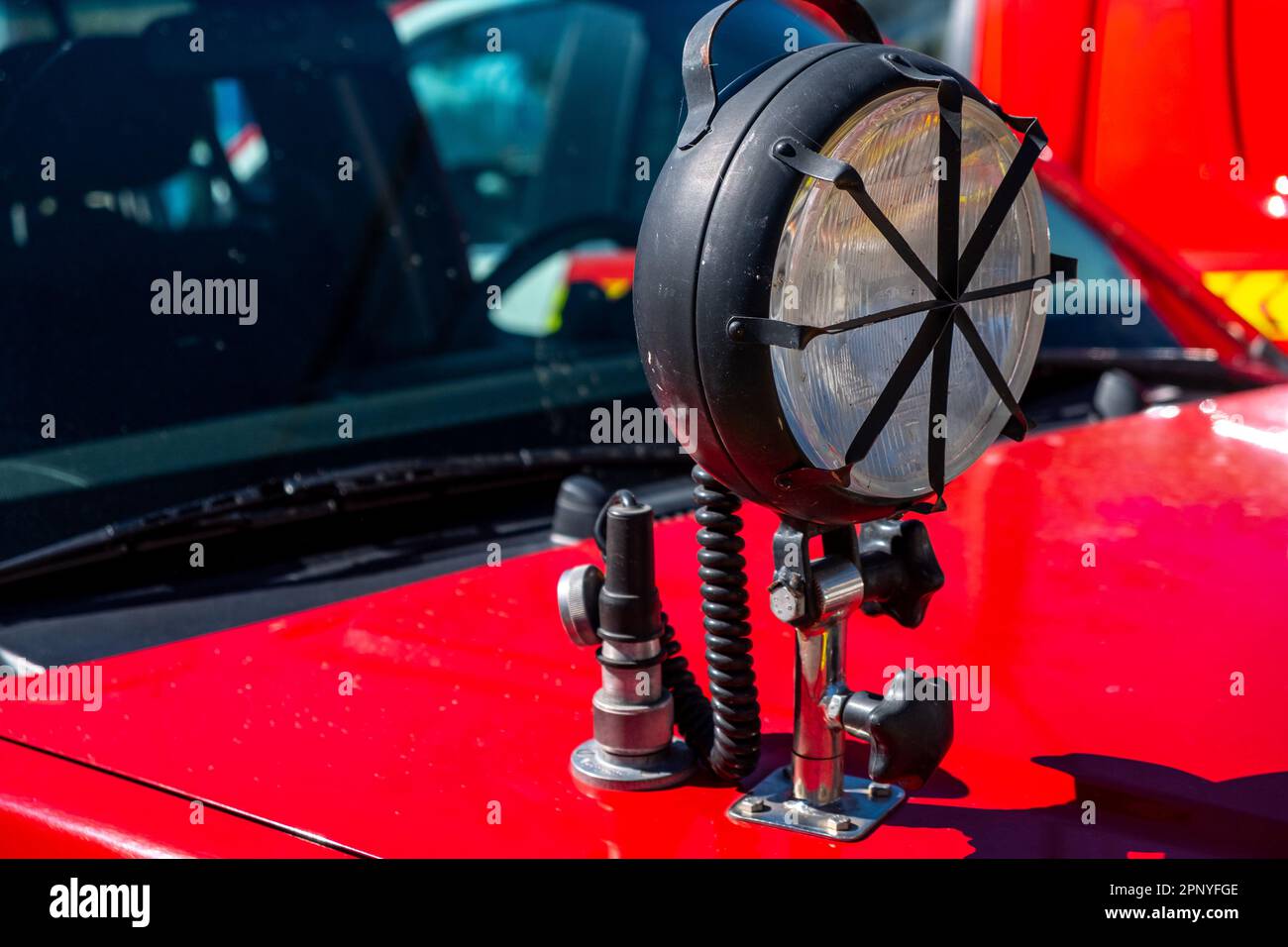 high-power spotlight on a firefighting vehicle Stock Photo - Alamy