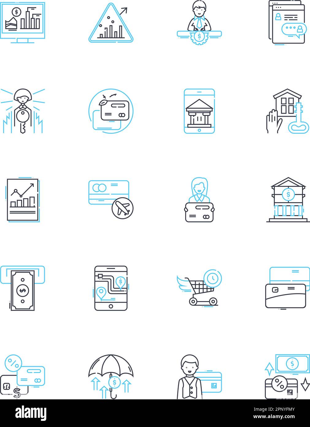 Business revenue linear icons set. Profit, Income, Sales, Turnover ...