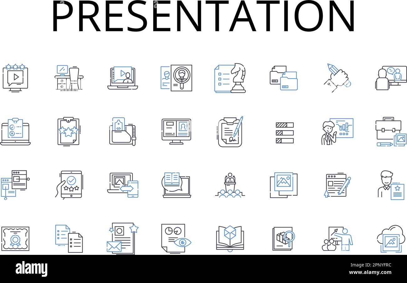Presentation line icons collection. Performance, Demonstration, Show ... Presentation line icons collection. Performance, Demonstration, Show ...