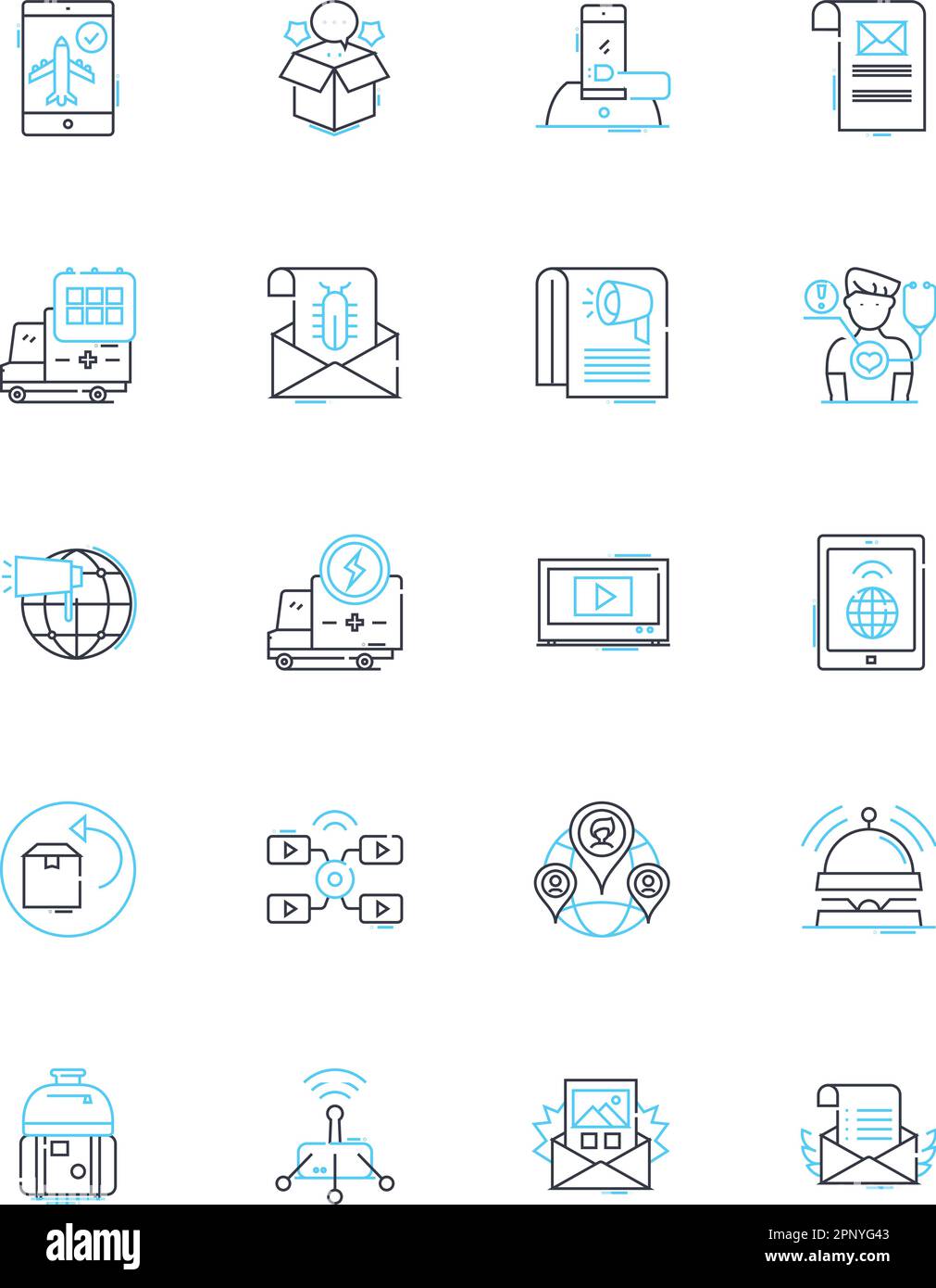 Support Desk Linear Icons Set Assistance Help Service Response
