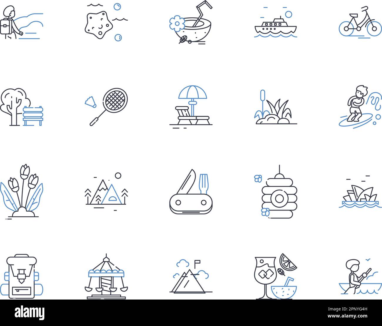Hiking trek line icons collection. Adventure, Nature, Trail ... Hiking trek line icons collection. Adventure, Nature, Trail ...