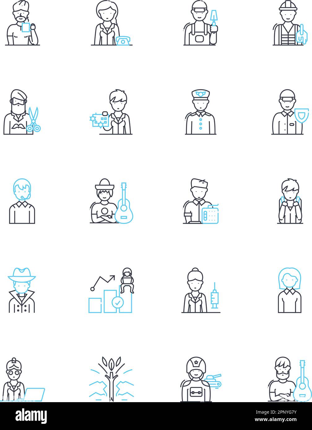 Office manager linear icons set. Organization, Leadership, Multitasking ...