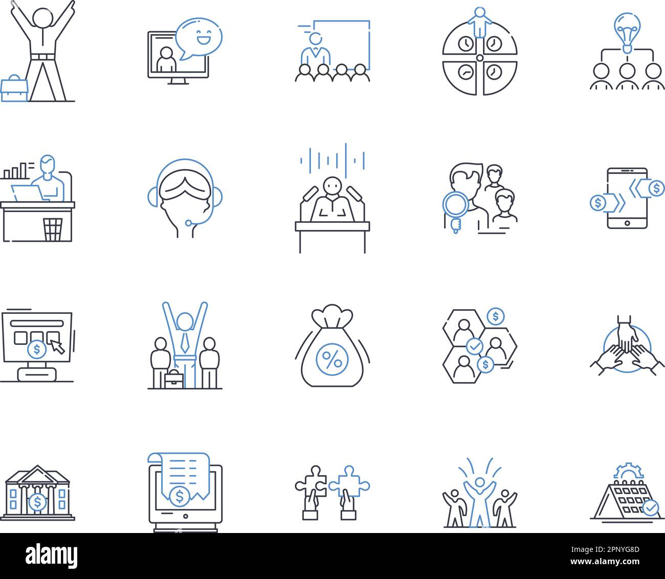 Worker progression line icons collection. Promotion, Advancement ... Worker progression line icons collection. Promotion, Advancement ...