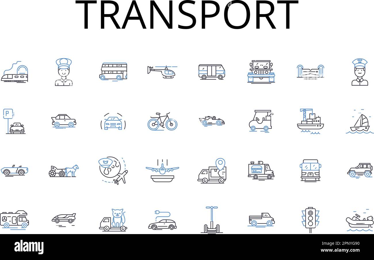 Transport Line Icons Collection Movement Carriage Conveyance Transfer Delivery Shipment