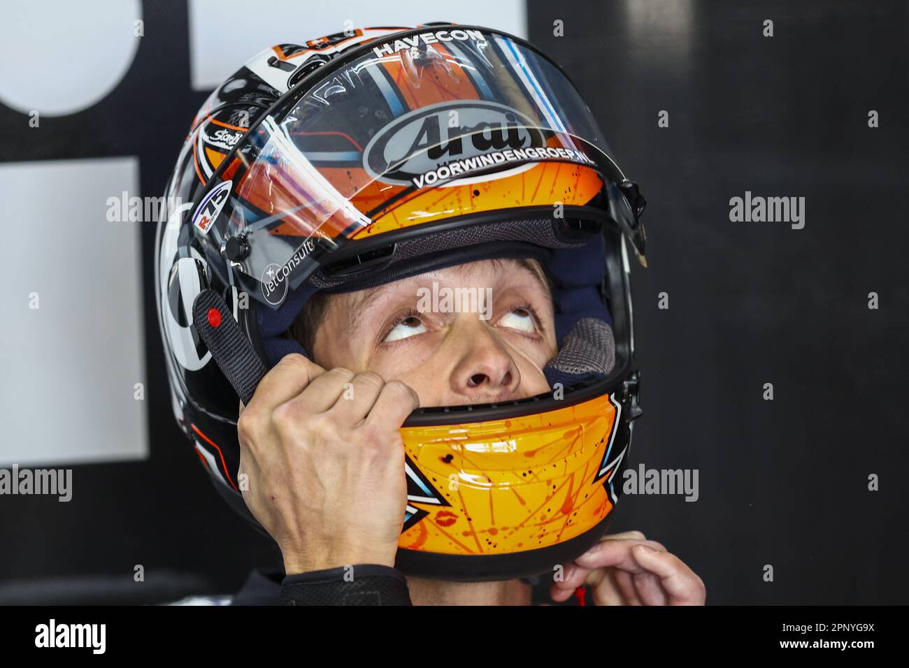 ASSEN - Michael van der Mark (NED) puts on the helmet during free ...