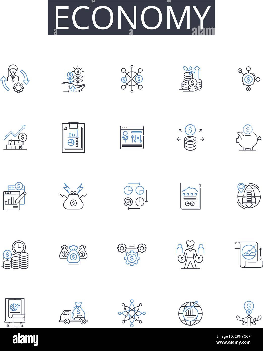 Economy line icons collection. Business, Finances, Commerce, Market ...