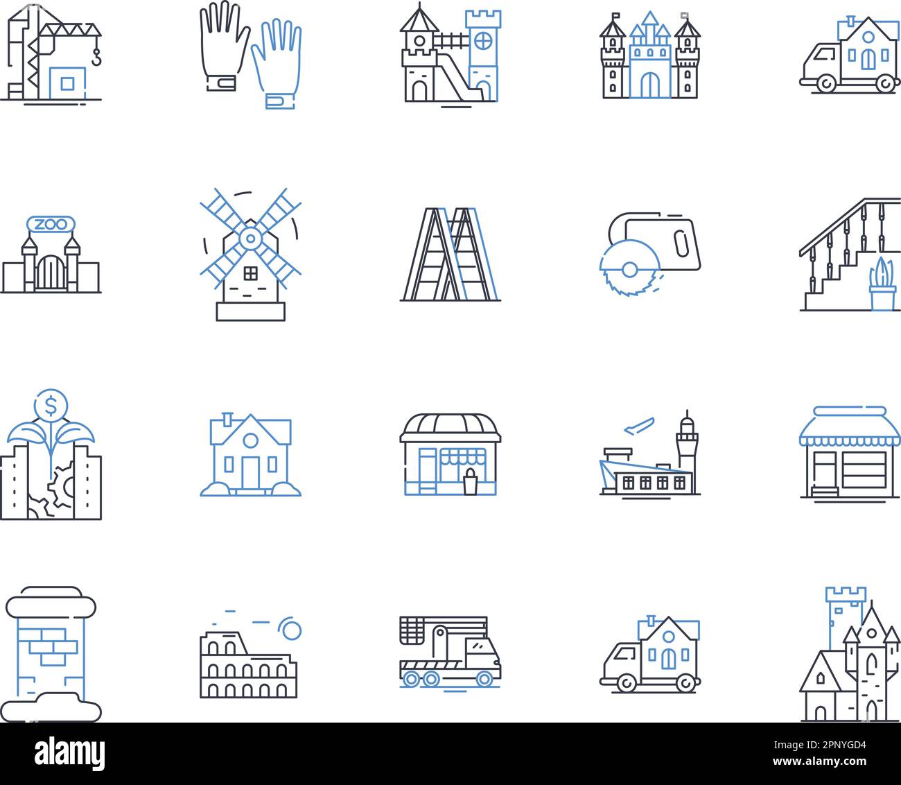 Construction and development line icons collection. Build, Blueprint ...