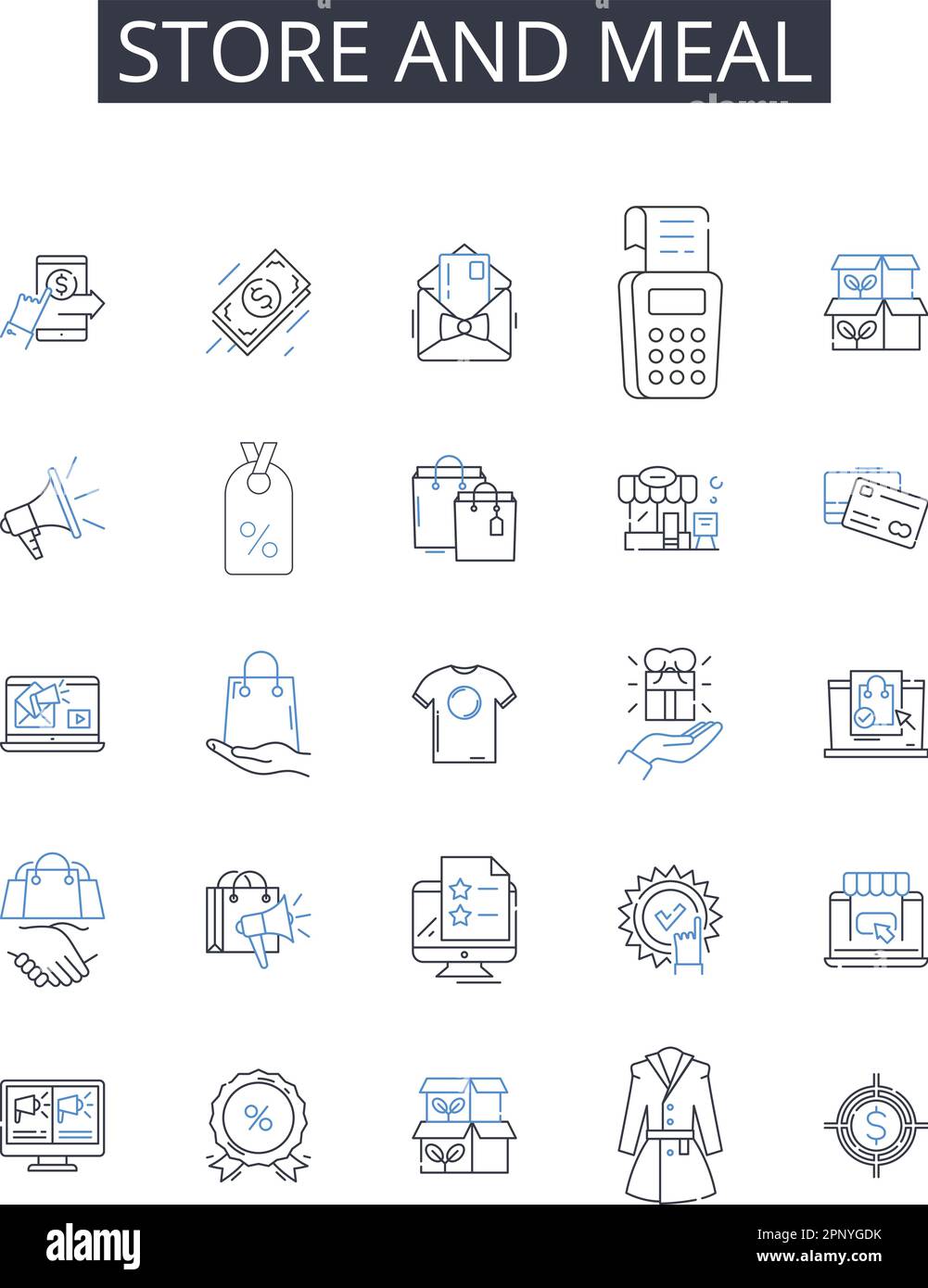 Store and meal line icons collection. tore, Shop, Market, Boutique ...
