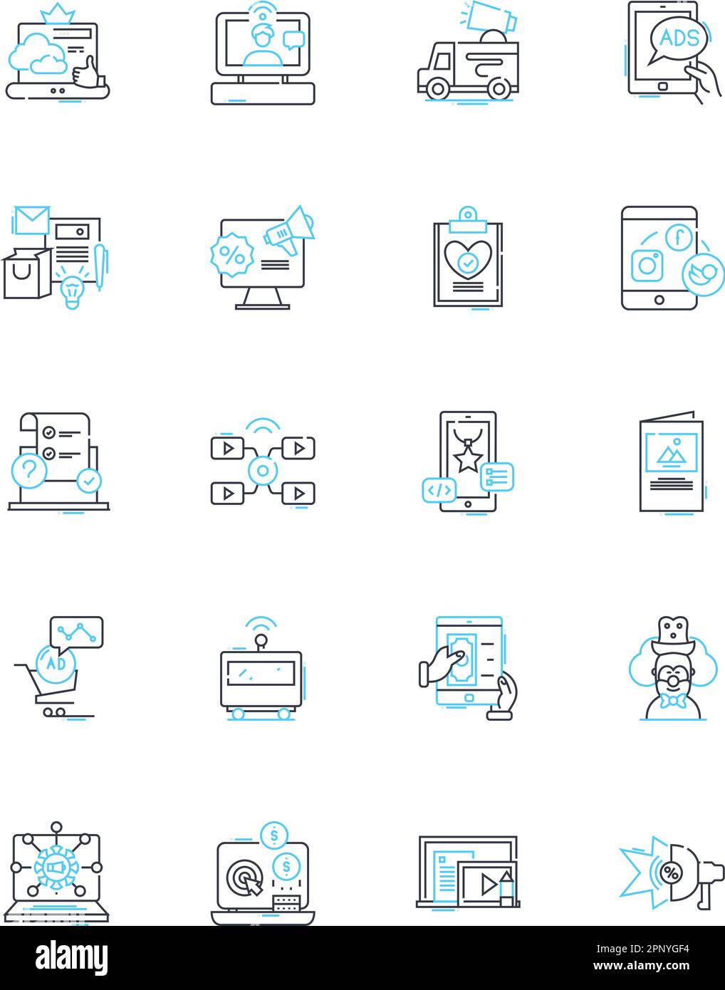 Sales strategies linear icons set. Upsell, Cross-sell, Discounting ...