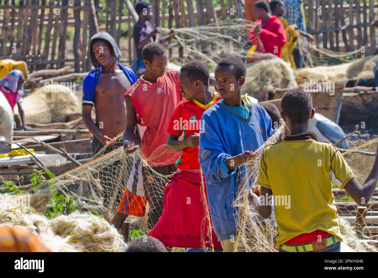 fishermen in Hawassa, Awassa, Grande Rift Valley Etiopia, Africa Stock ...