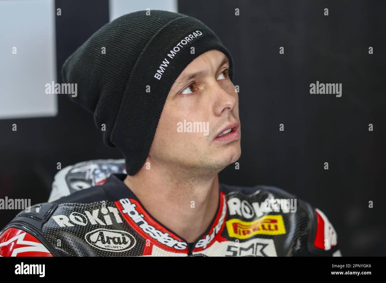 ASSEN - Michael van der Mark (NED) in the pit box during free practice ...