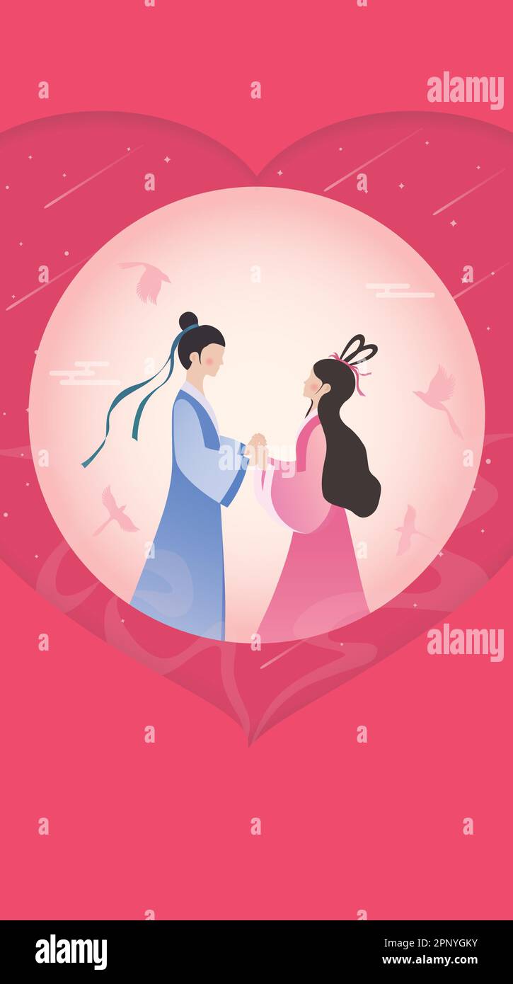 Chinese traditional Valentine's day Qixi festival illustration Stock ...